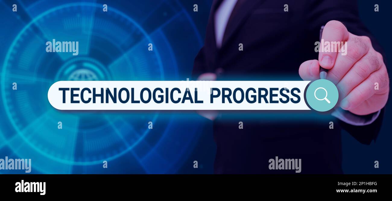 Conceptual display Technological Progress. Word for overall Process of ...