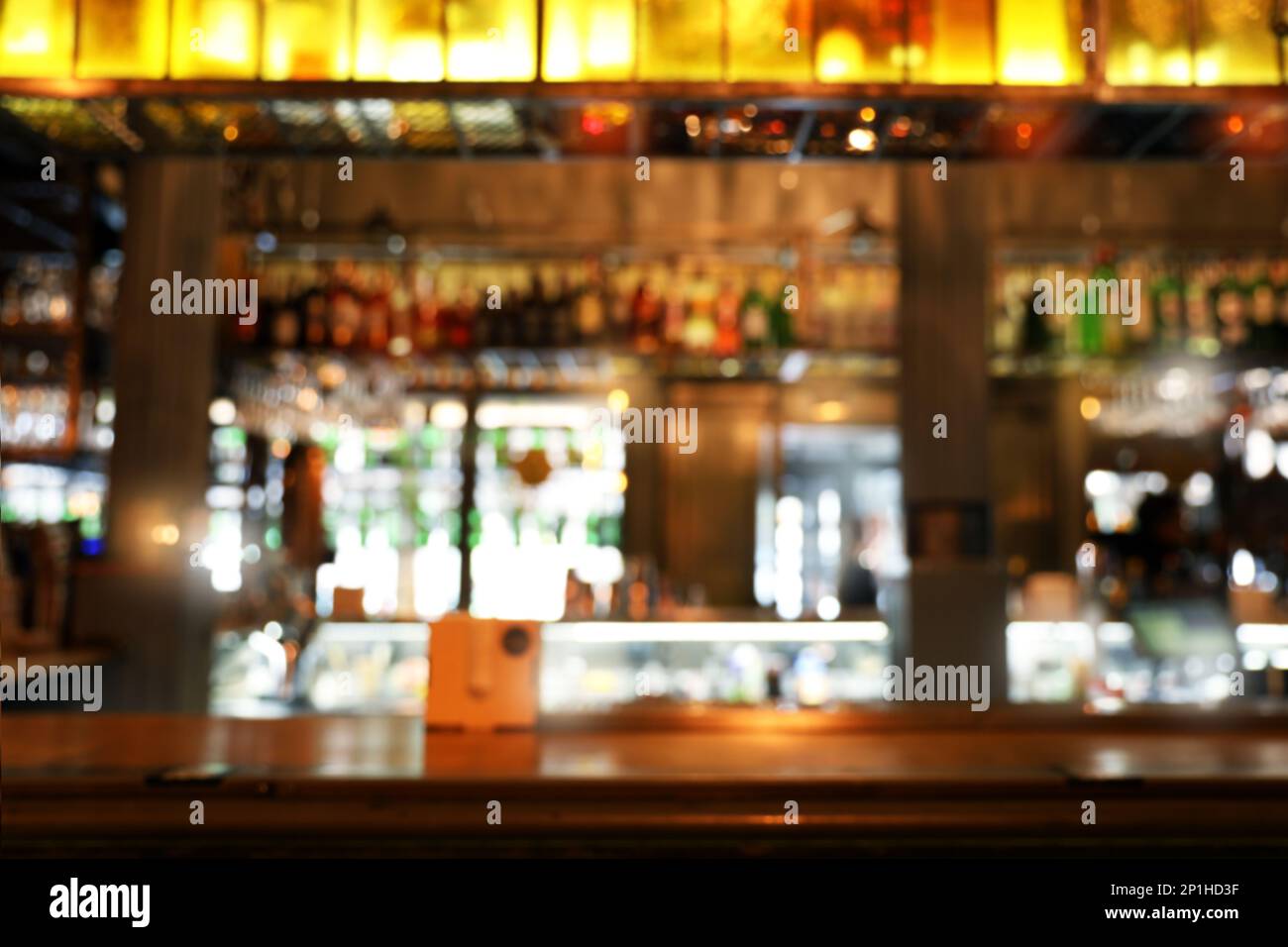 Blurred view of bar counter in cafe Stock Photo - Alamy