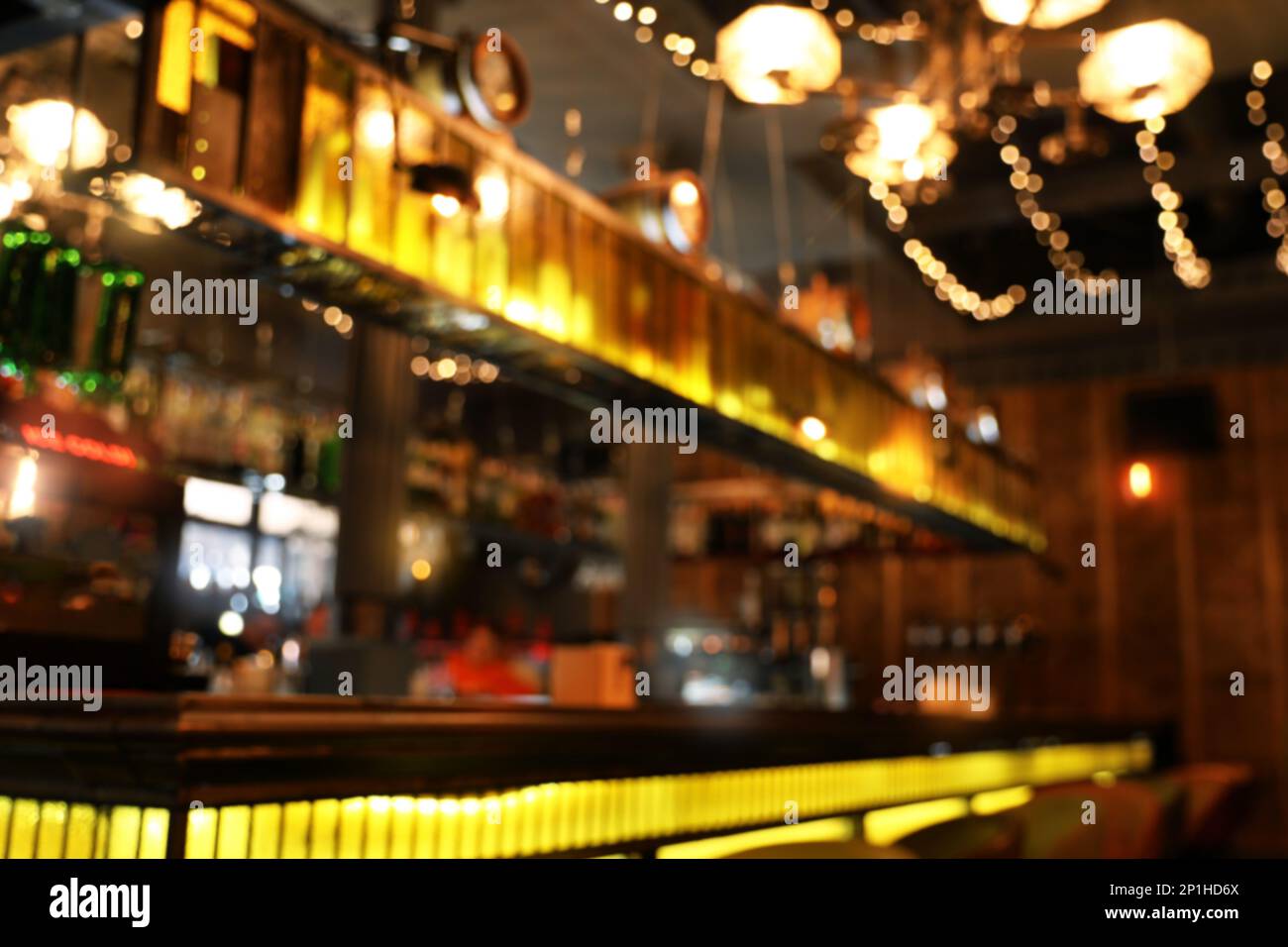 Blurred view of bar counter in cafe Stock Photo - Alamy
