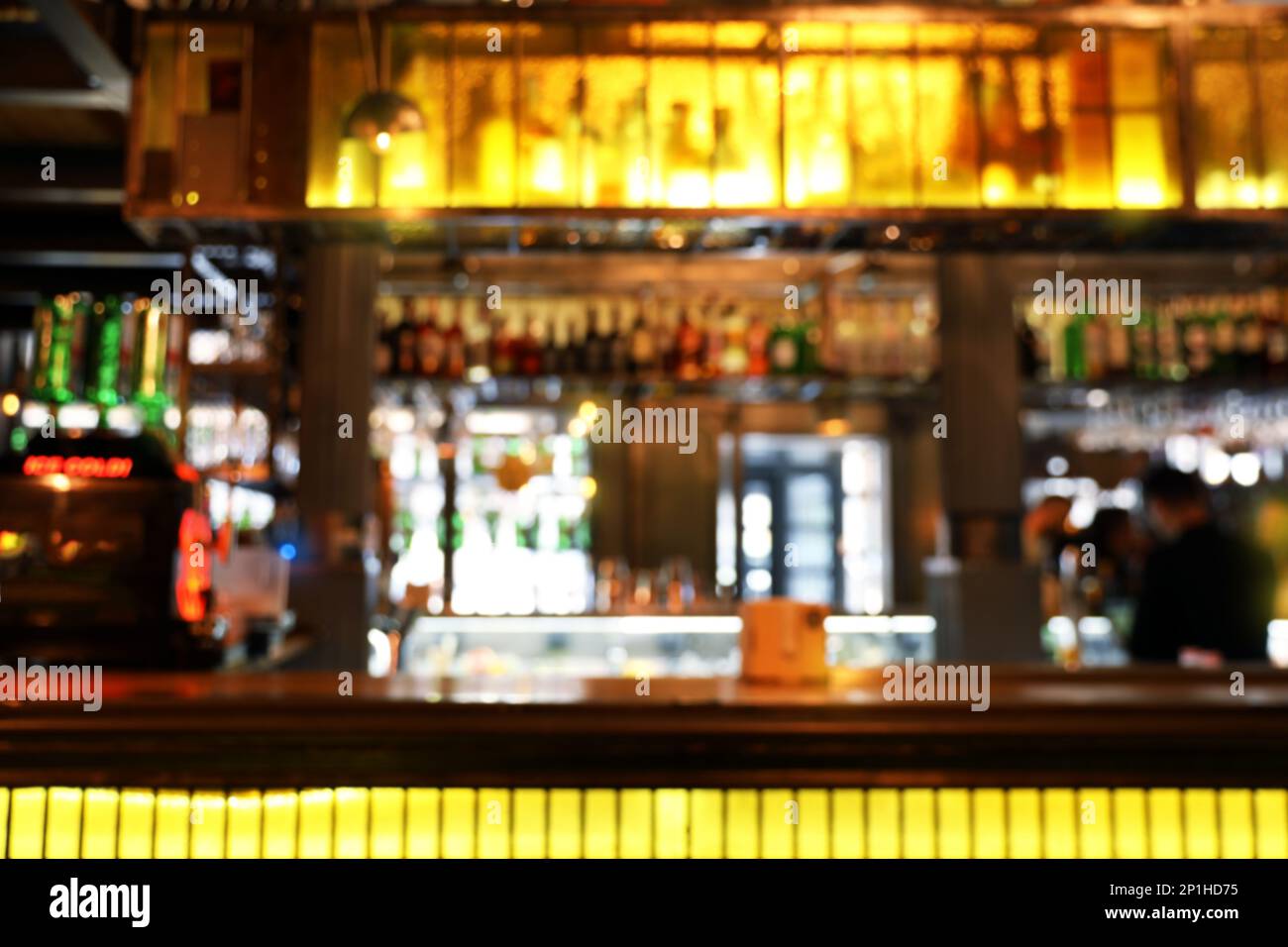 Blurred view of bar counter in cafe Stock Photo - Alamy