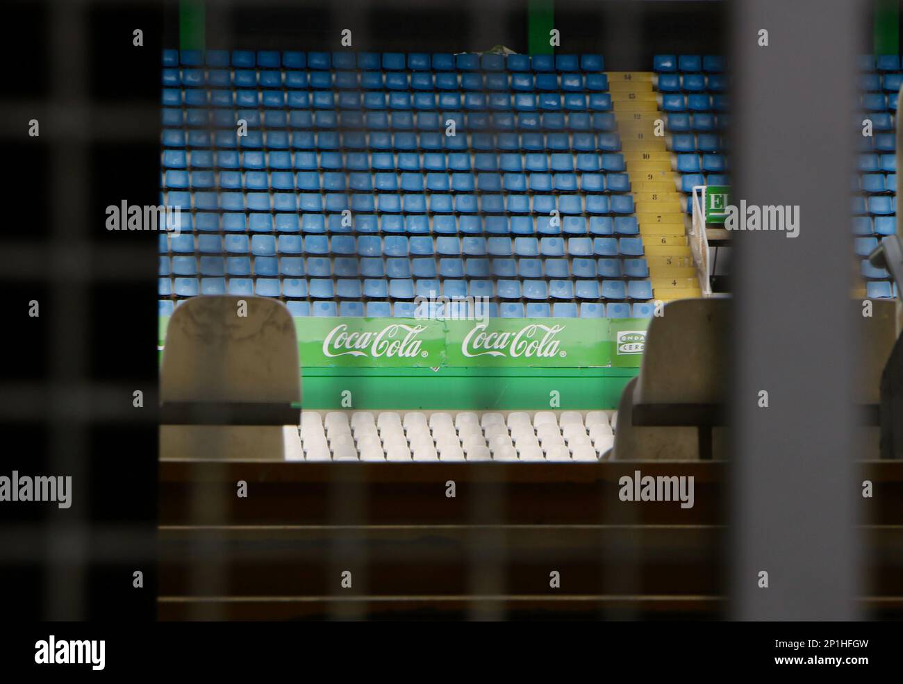 Real Racing Football Club closed stadium through a metal fence at an ...