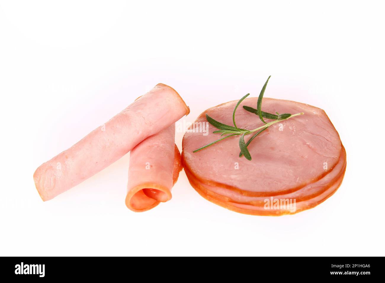 Pork ham slices of isolated on a white background, features Stock Photo ...
