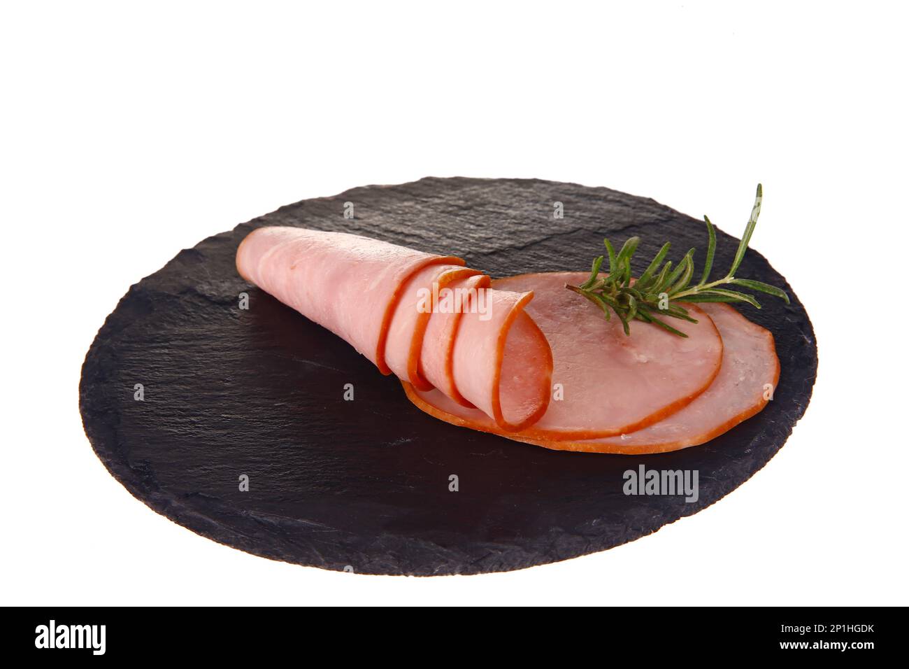 Pork ham slices of isolated on a white background, features Stock Photo ...
