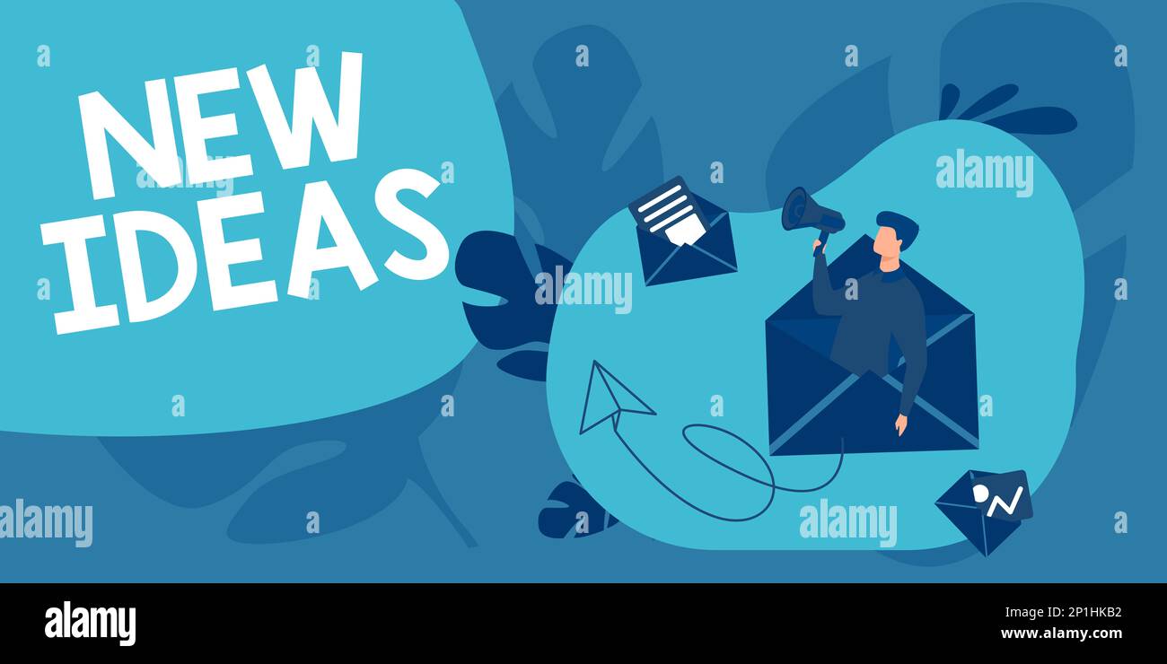 Sign displaying New Ideas. Word for something original or fresh and ...