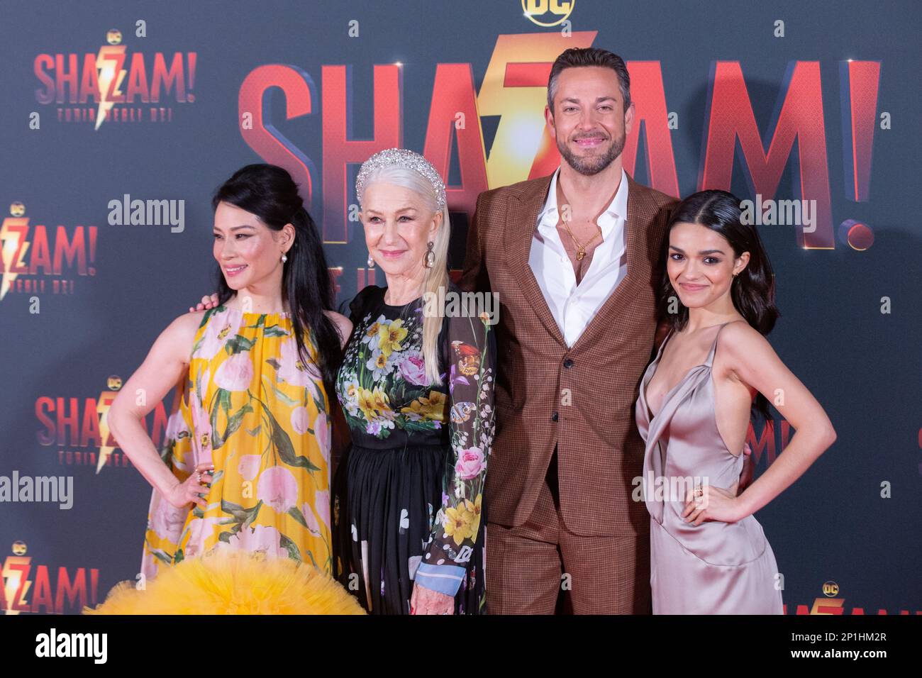 Rome, Italy. 3rd Mar, 2023. Zachary Levi, Helen Mirren, Lucy Liu and Rachel Zegler attend the ...