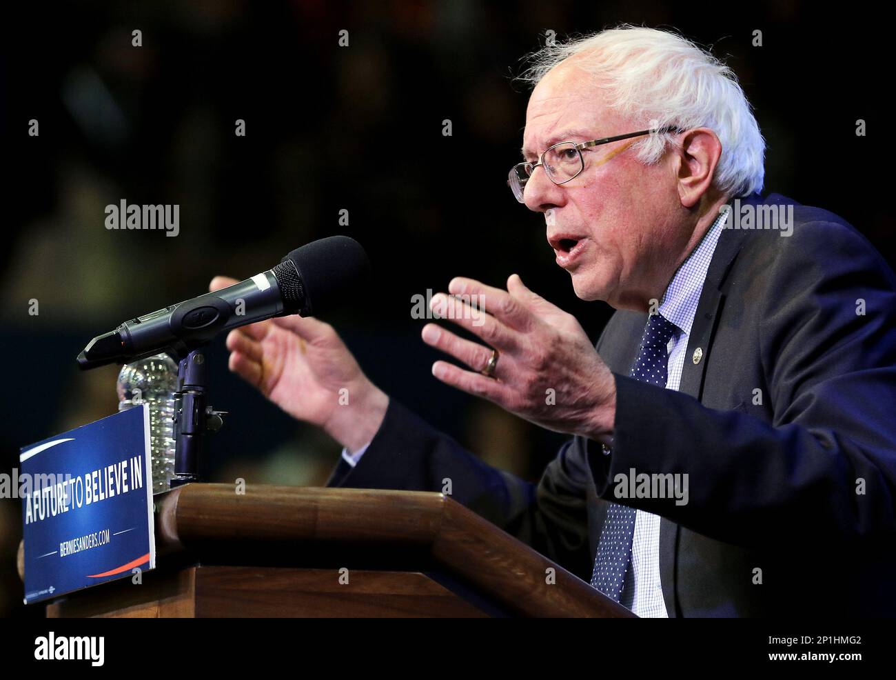 Bernie Sanders delivers a speech during a rally on Saturday, April 2 ...