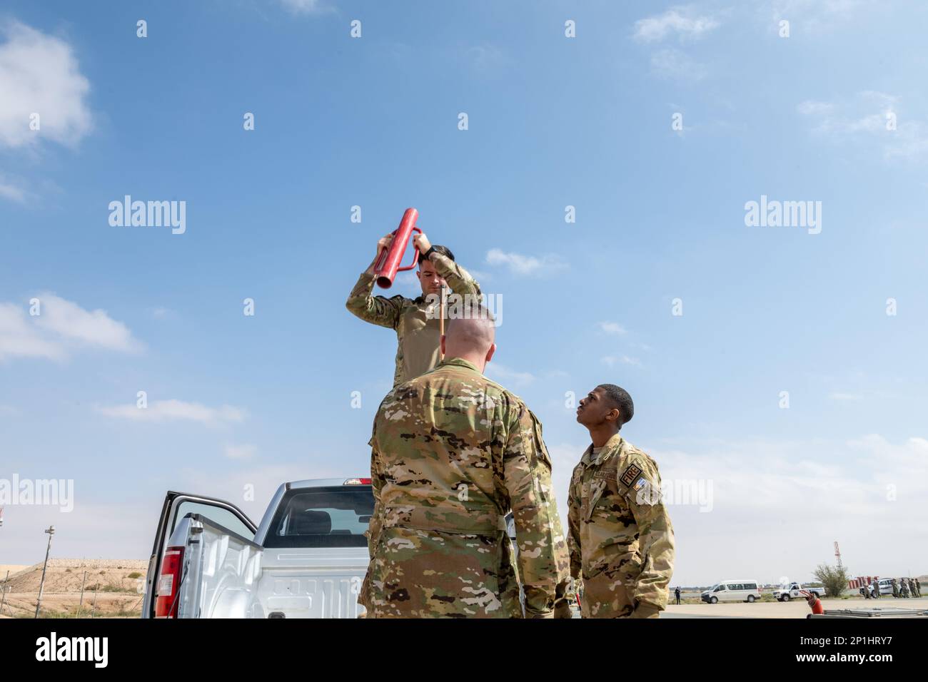 U.S. Air Force Airmen assigned to the 378th Expeditionary Civil ...