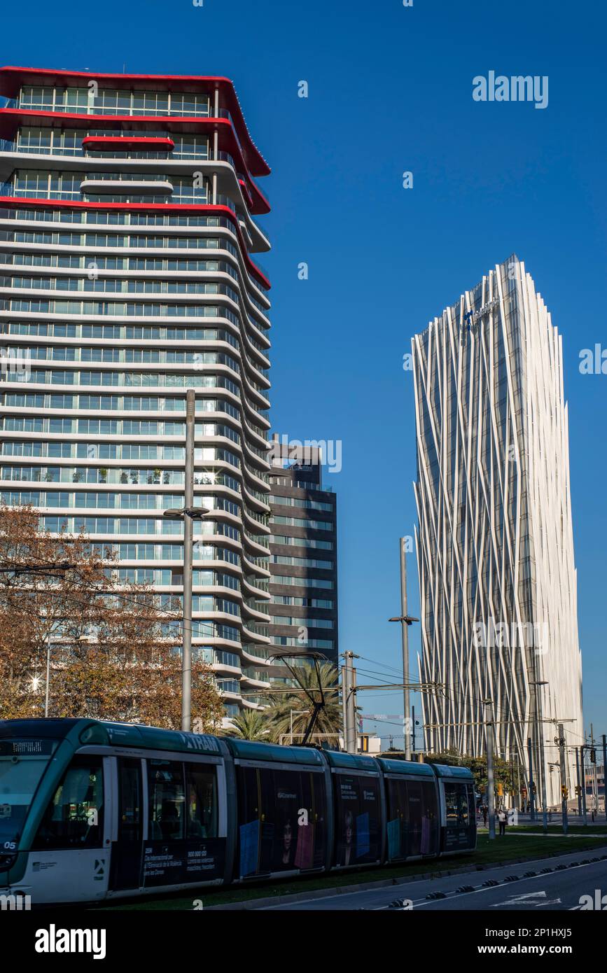 Diagonal Mar neighborhood in Barcelona city, contemporary architecture ...