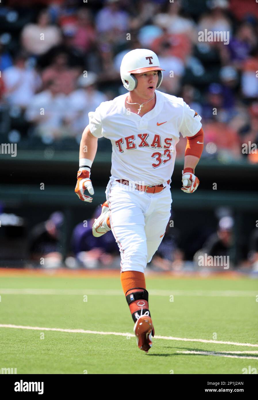 26 March 2016: Longhorns outfielder Patrick Mathis during 9 - 5 loss to ...