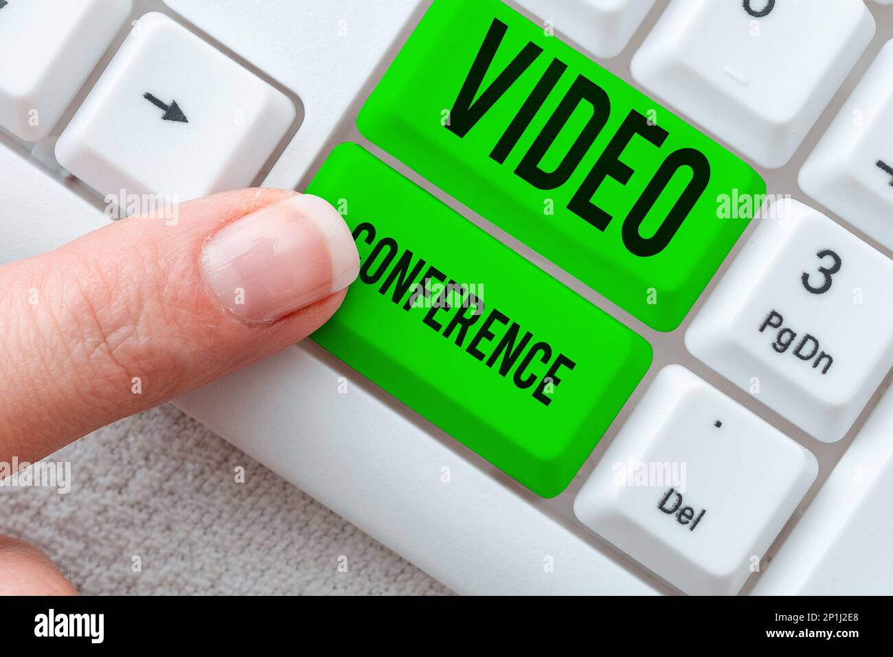 Conceptual display Video Conference. Word Written on people in remote ...