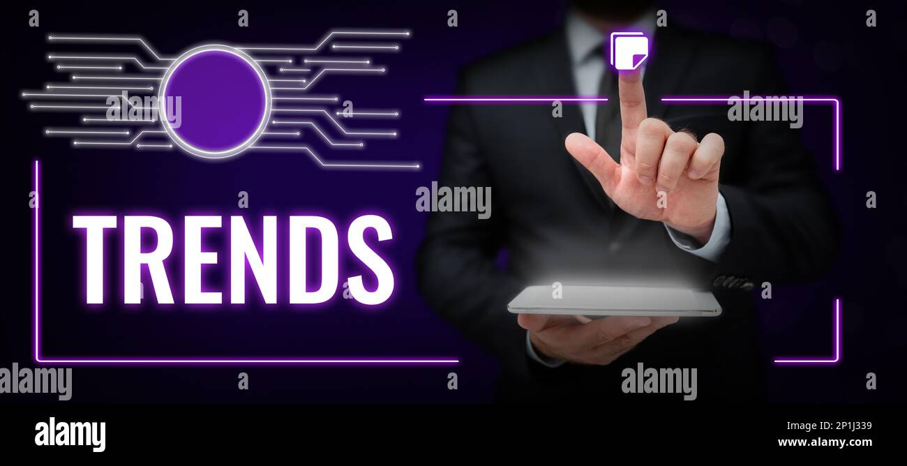 Inspiration showing sign Trends. Business concept general direction in ...