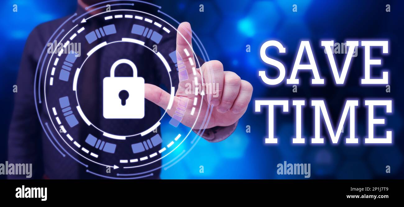 Text showing inspiration Save Time. Internet Concept to do something more efficiently such that ...