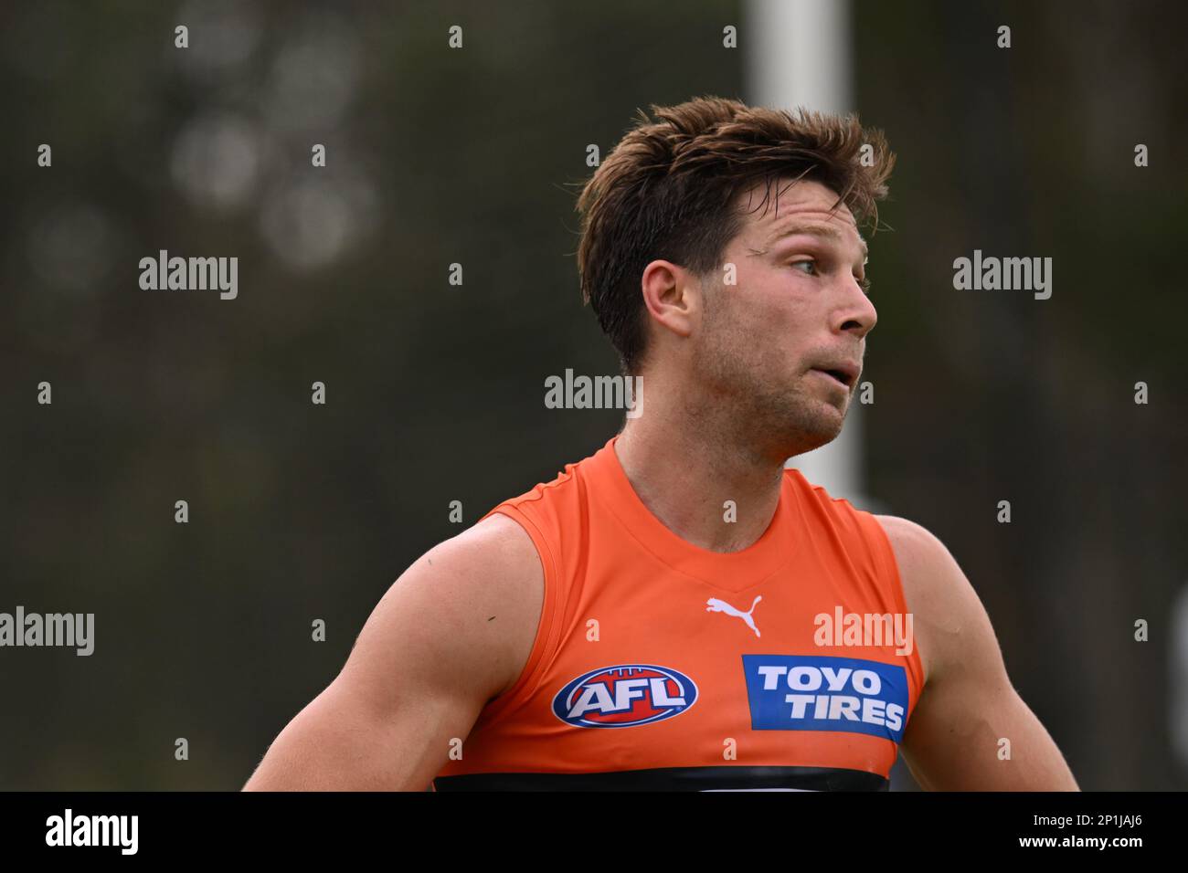Toby Greene of the Giants during the AFL pre-season match between the ...