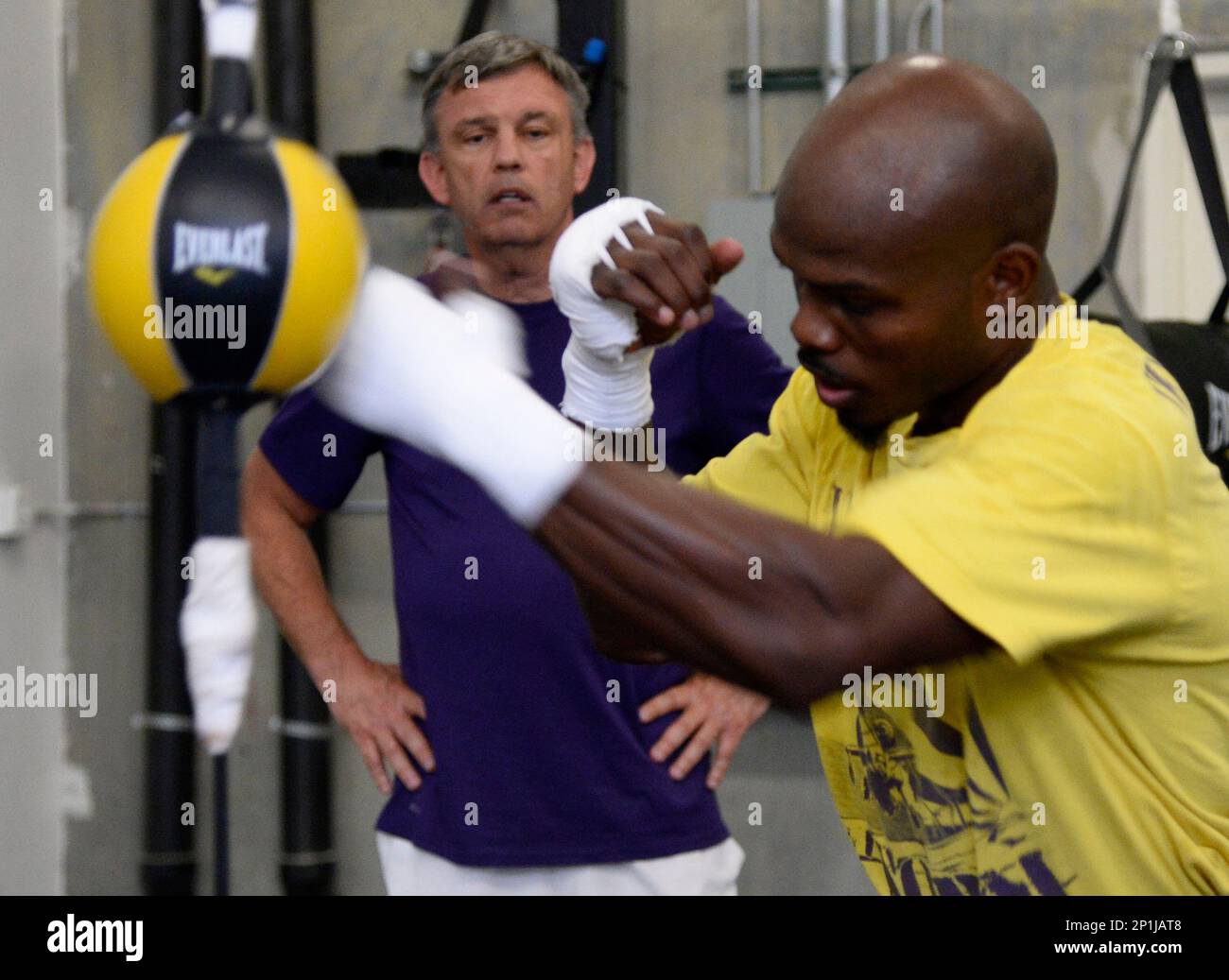 March 25,2016. Indio CA. Timothy Bradley works out with his trainer ...
