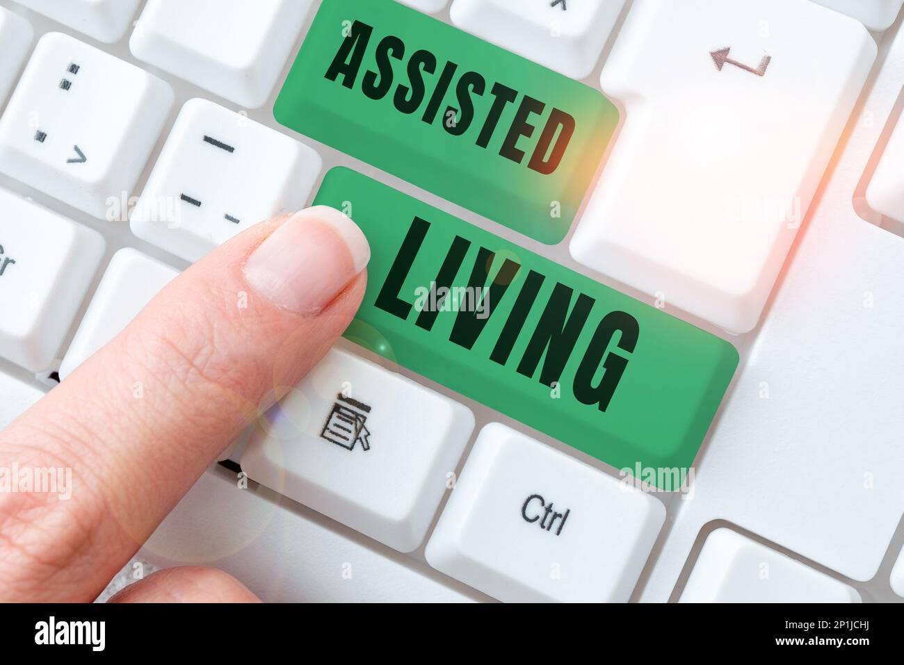 Sign displaying Assisted Living. Word Written on long-term care ...