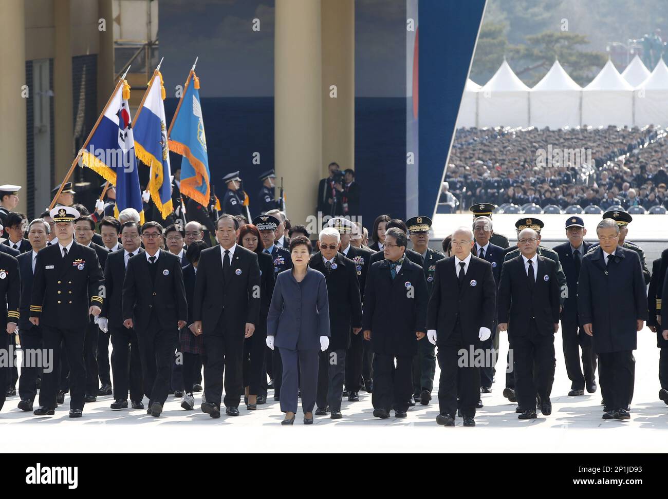 South Korean President Park Geun-hye, center, attends "West Sea ...