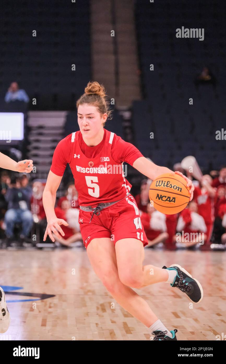 Minneapolis, Minnesota, USA. 2nd Mar, 2023. Wisconsin Badgers guard ...