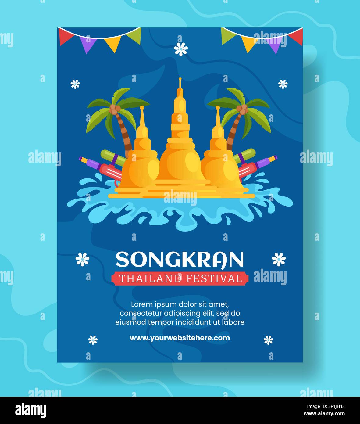 Songkran Festival Day Vertical Poster Cartoon Hand Drawn Templates ...