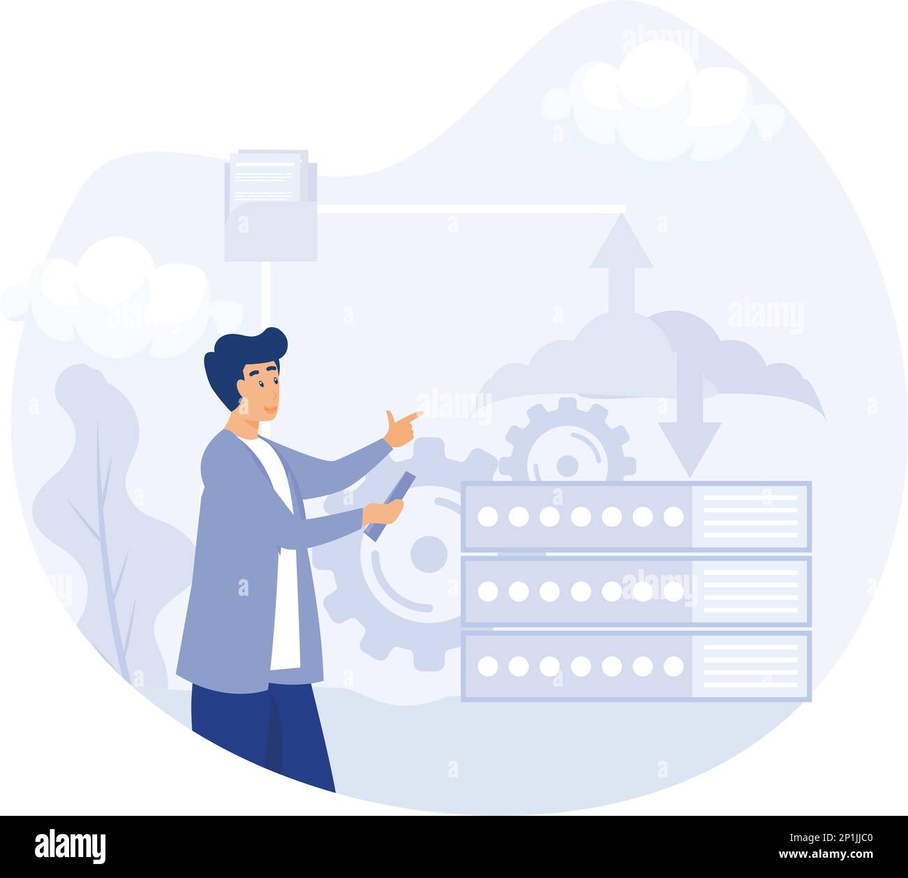 Database Security Abstract Concept Cloud Storage Flat Vector Modern Illustration Stock Vector