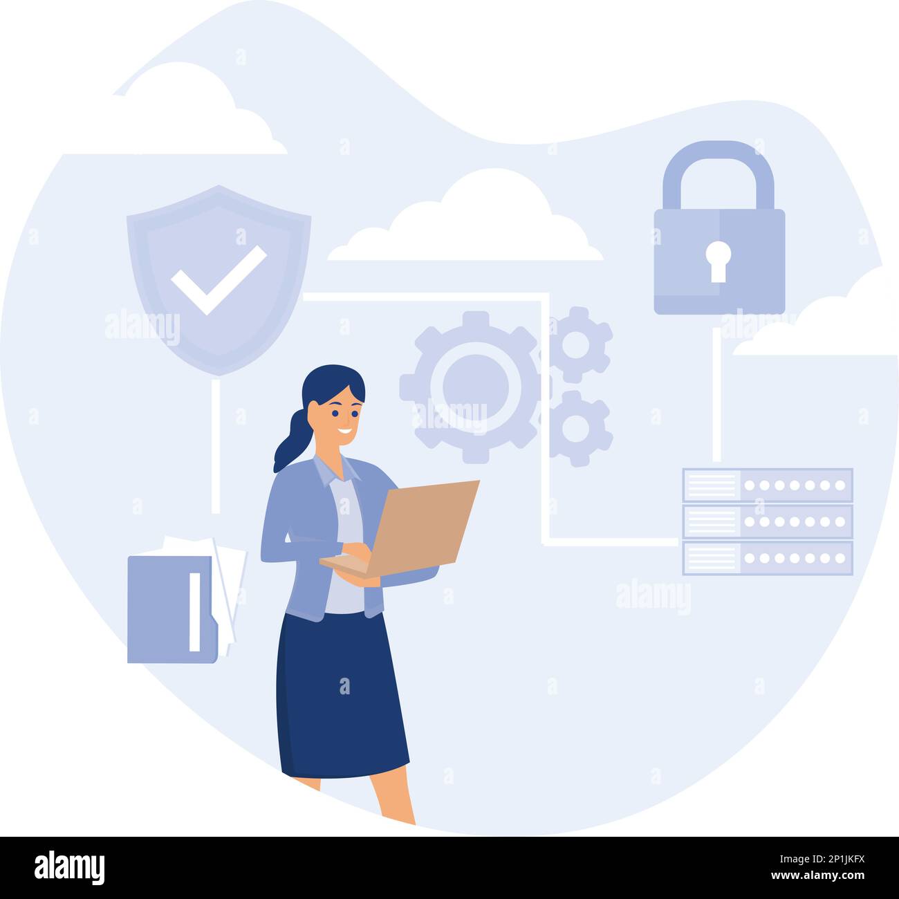 Database Security Abstract Conceptsecure File Sharingautomatic Backupflat Vector Modern