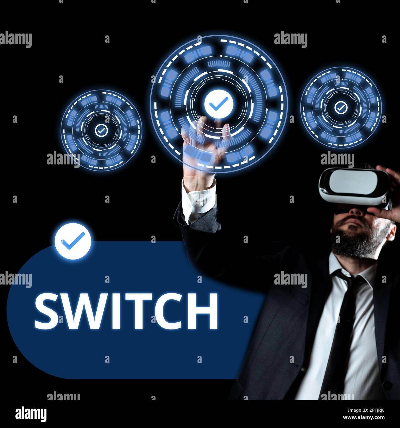 Conceptual caption Switch. Word Written on device for making and ...