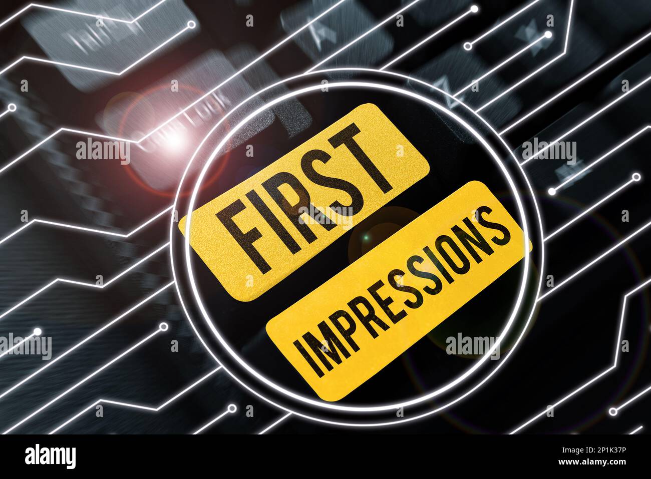 Text caption presenting First Impressions. Word Written on What a ...
