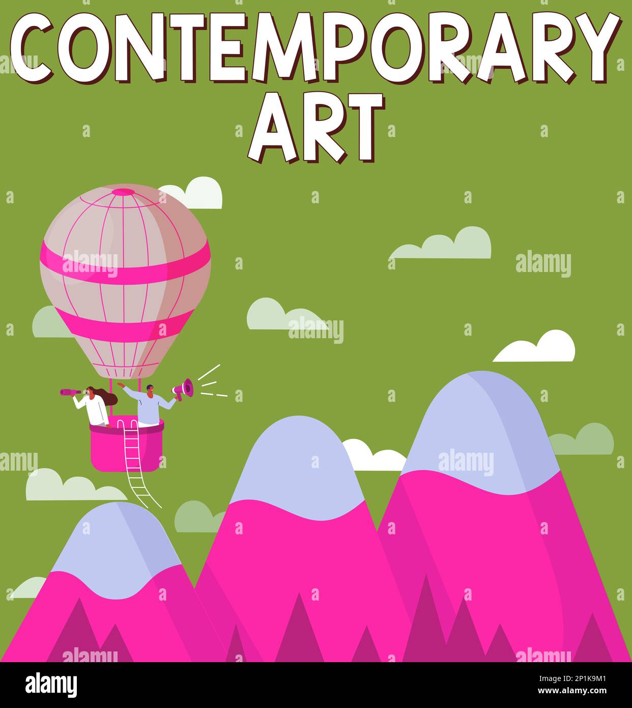 Sign displaying Contemporary Art. Concept meaning made today by living ...
