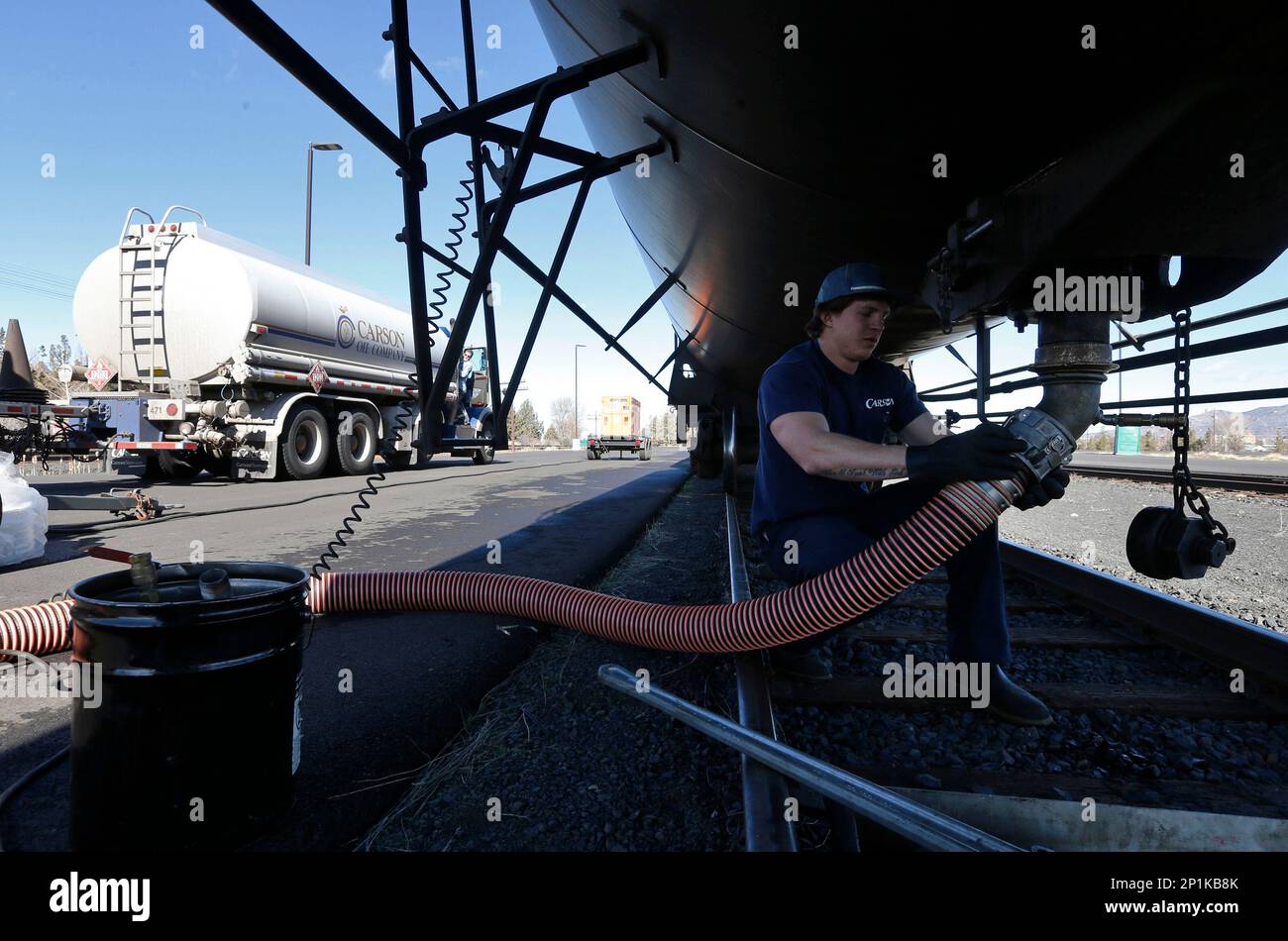 In this March 3, 2016 photo, Carson Oil Company worker Brayden Mohica ...