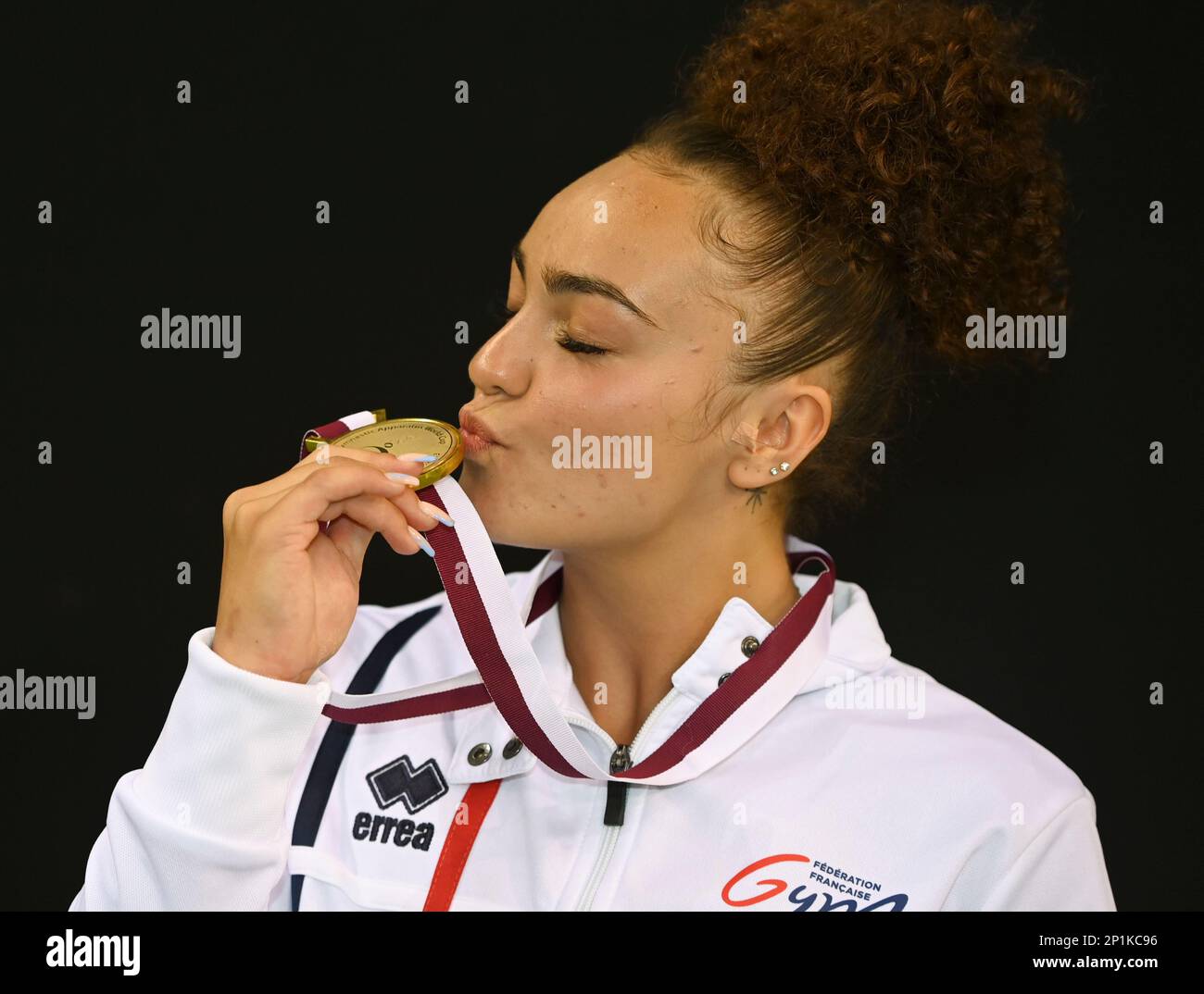 Doha, Qatar. 3rd Mar, 2023. Gold medalist Coline Devillard of France ...