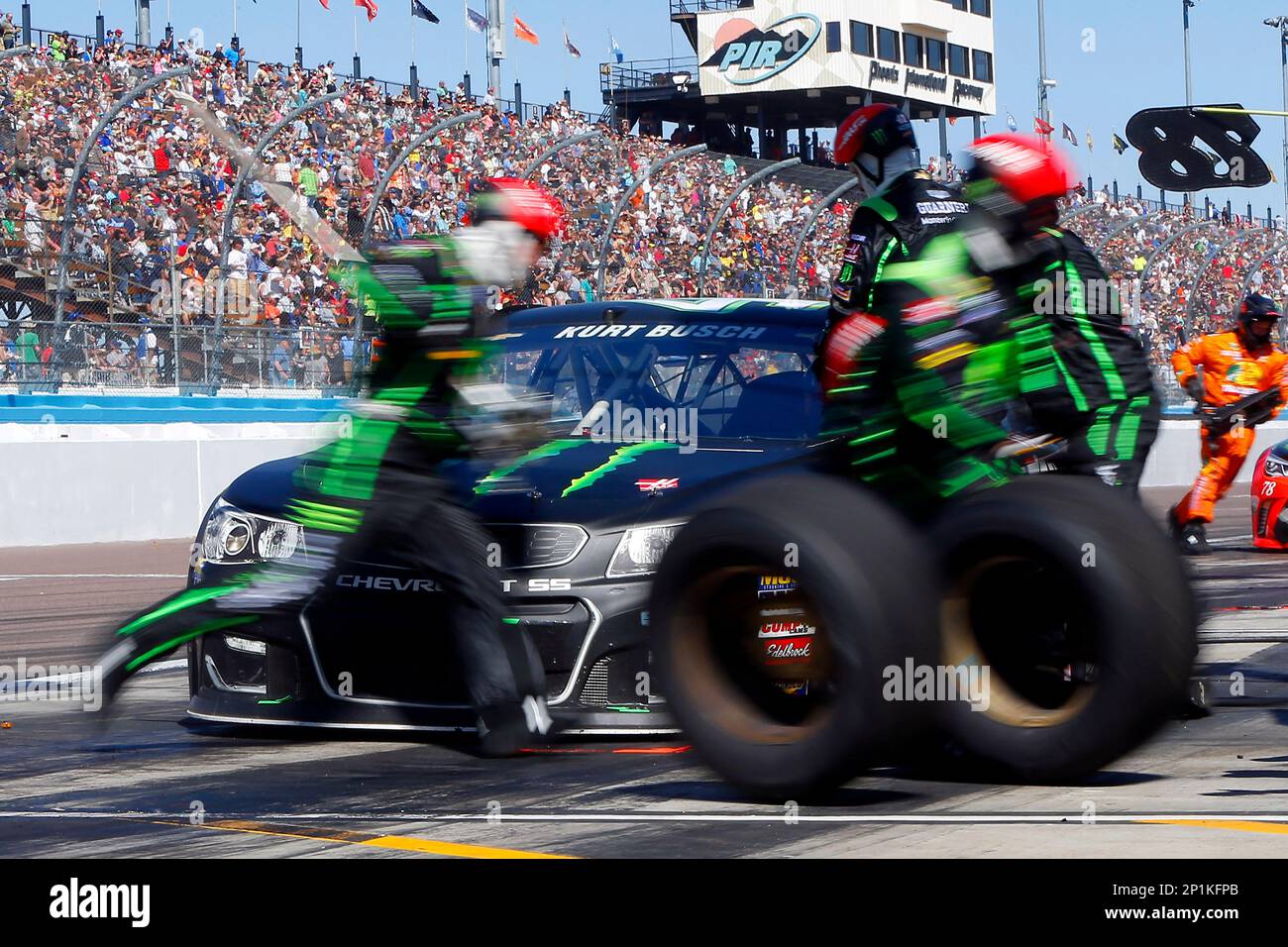 Kurt Busch makes a pit stop during the NASCAR Good Sam 500 auto race at ...