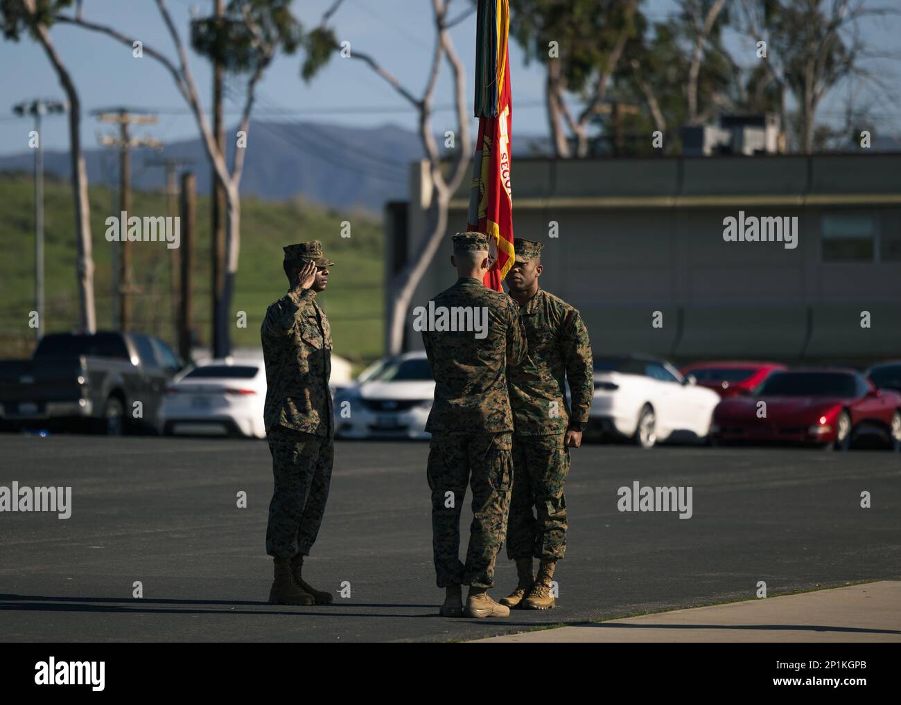 U.S. Marine Lt. Col. Robert Jones, right, the outgoing commanding ...