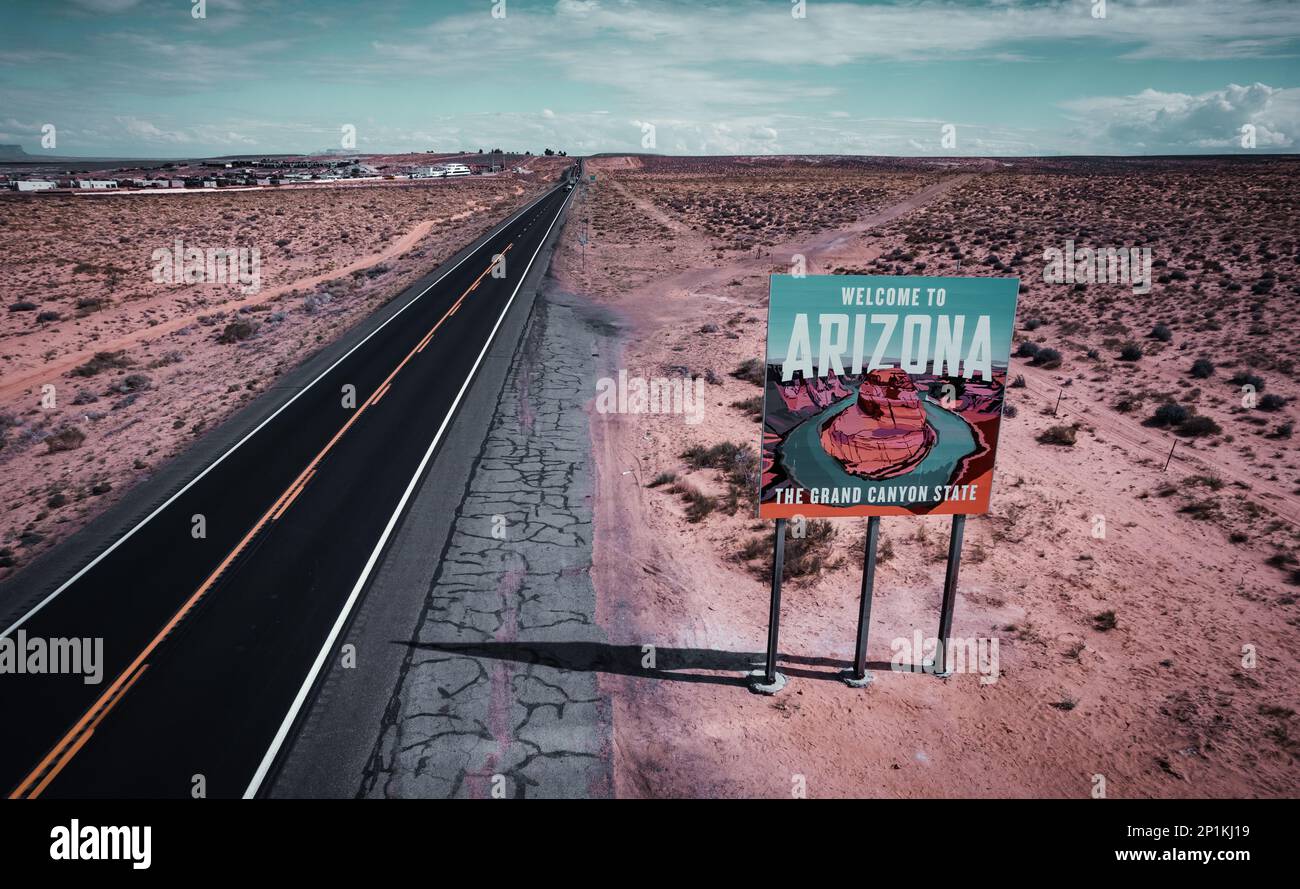 Welcome to Arizona sign -Utah/Arizona state line Stock Photo - Alamy