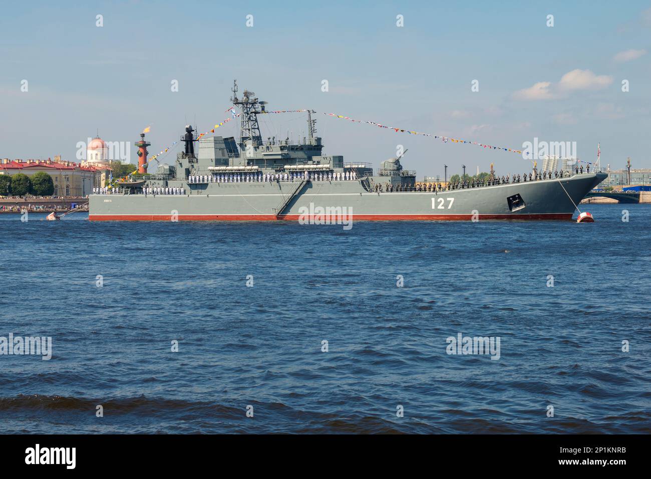 ST. PETERSBURG, RUSSIA - JULY 29, 2018: Large landing ship "Minsk" in ...