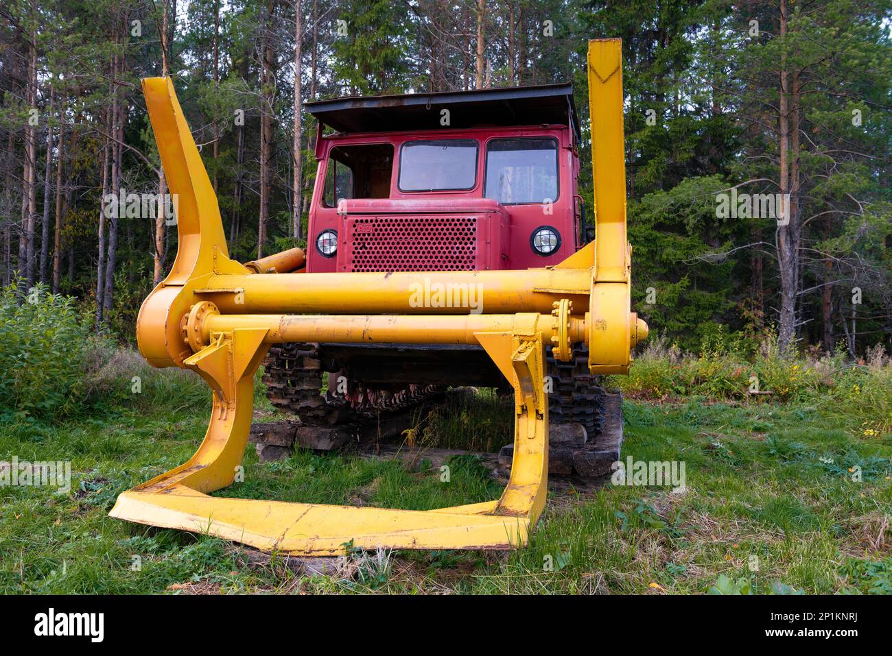 SHARYA, RUSSIA - SEPTEMBER 24, 2018: LT-65 jaw loader at the forest ...