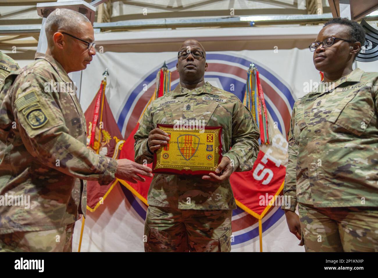 U.S. Army Command Sgt. Maj. Curtis Moss, the senior enlisted advisor to the commander of the ...