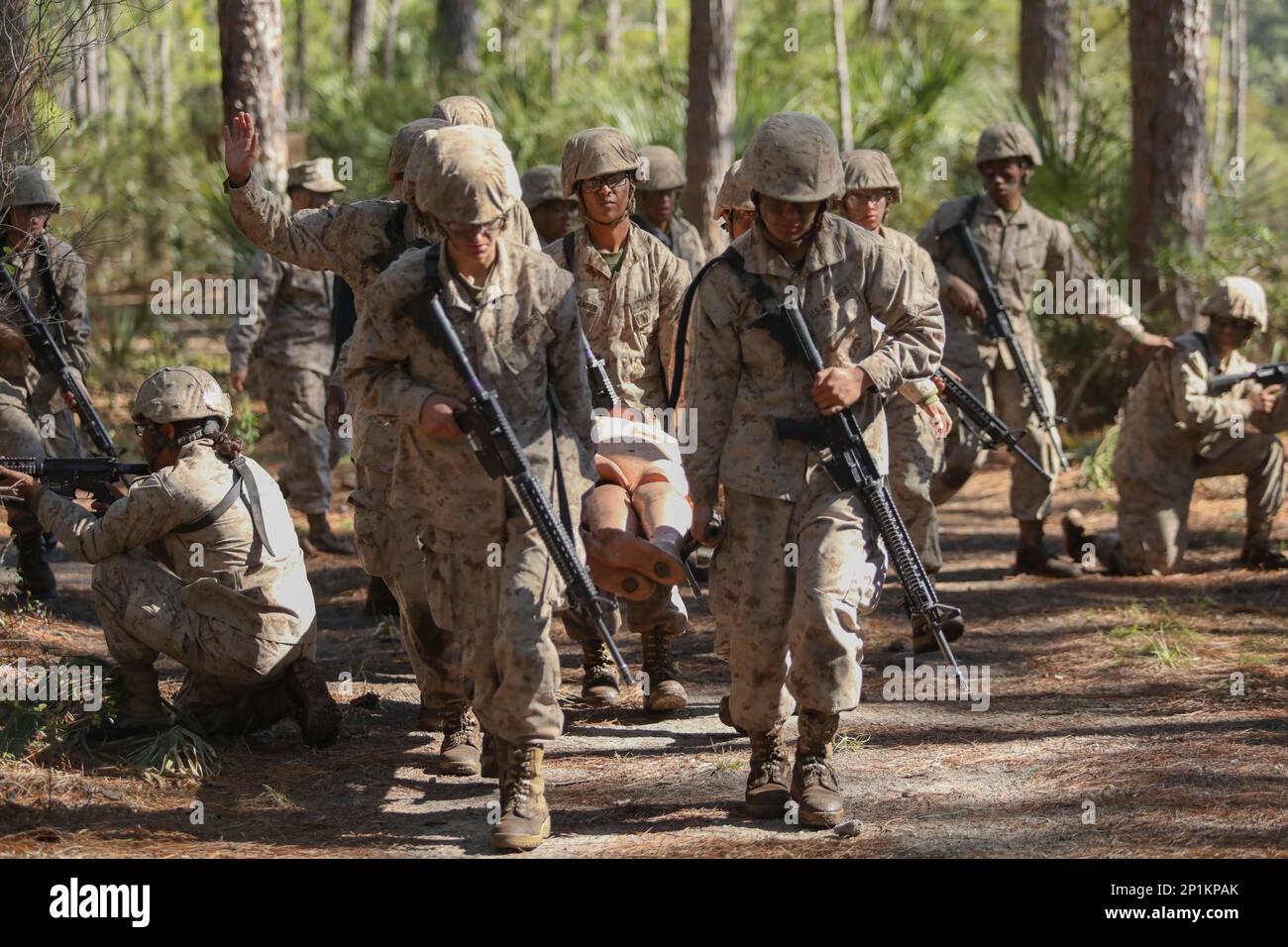 Recruits with Kilo Company, 3rd Recruit Training Battalion, conduct the ...
