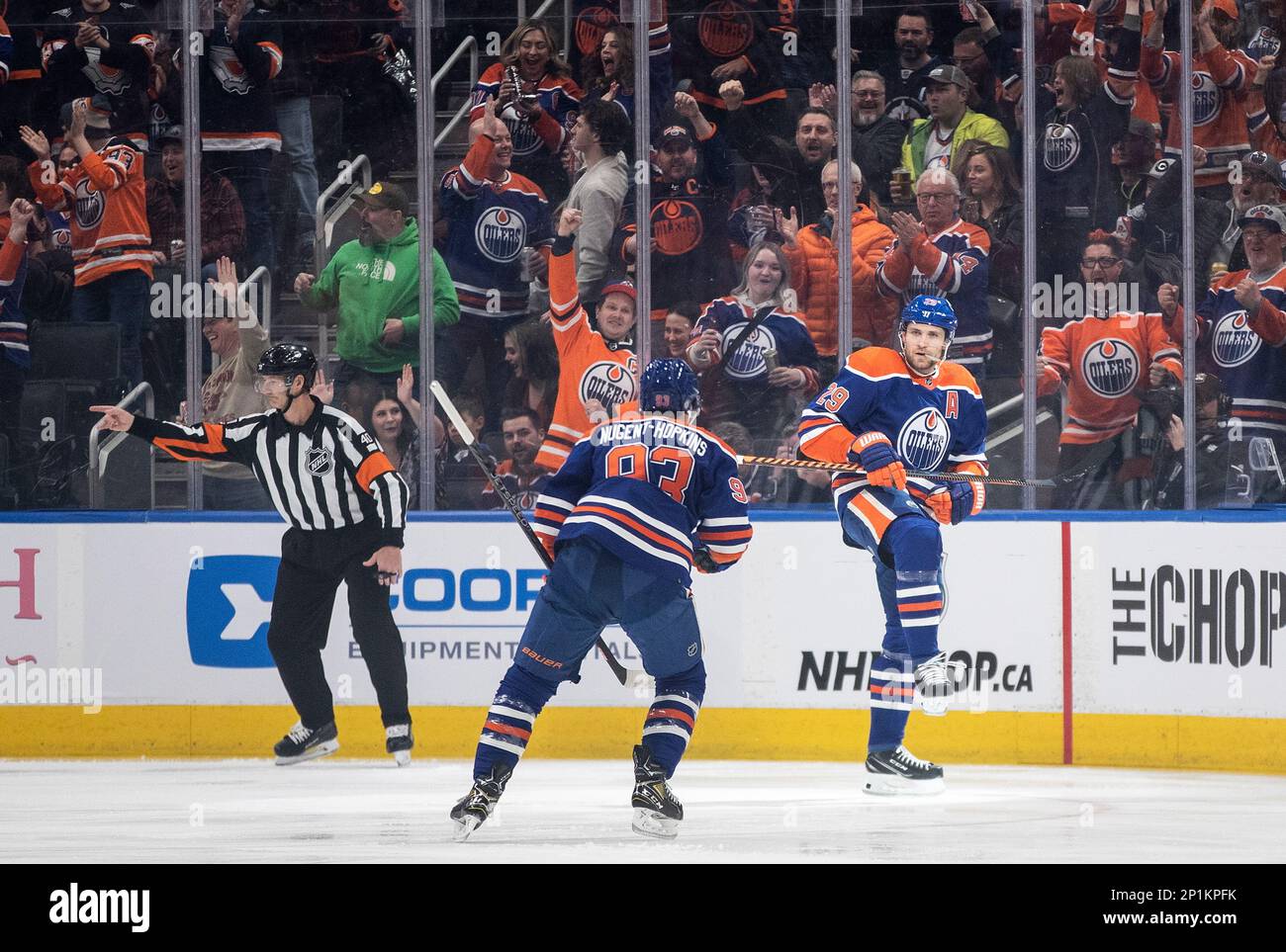 Edmonton Oilers' Ryan Nugent-Hopkins (93) and Leon Draisaitl (29 ...