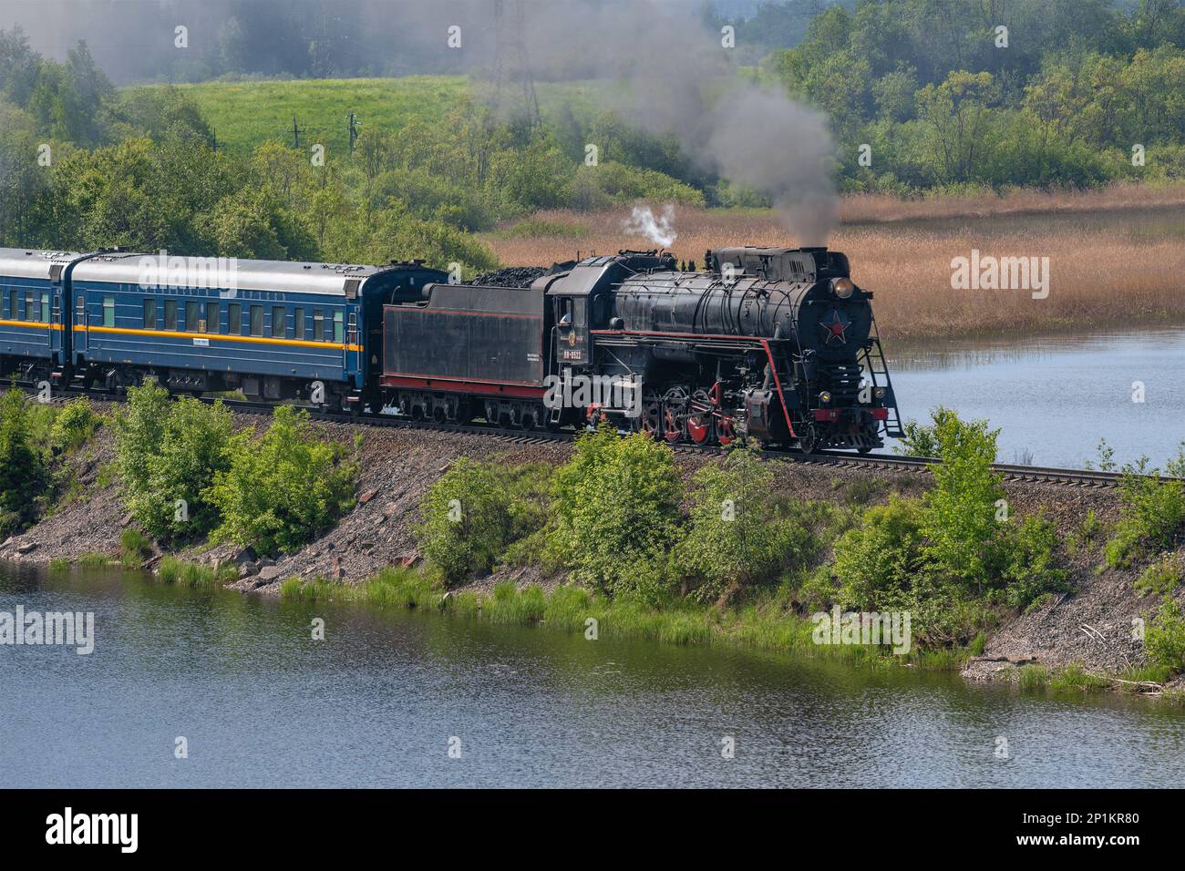 SORTAVALA, RUSSIA - JUNE 11, 2022: Old soviet steam locomotive of the ...