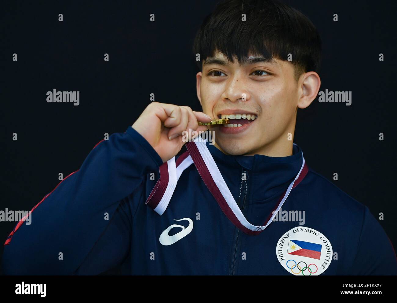 Doha, Qatar. 3rd Mar, 2023. Gold medalist Carlos Edriel Yulo of the ...