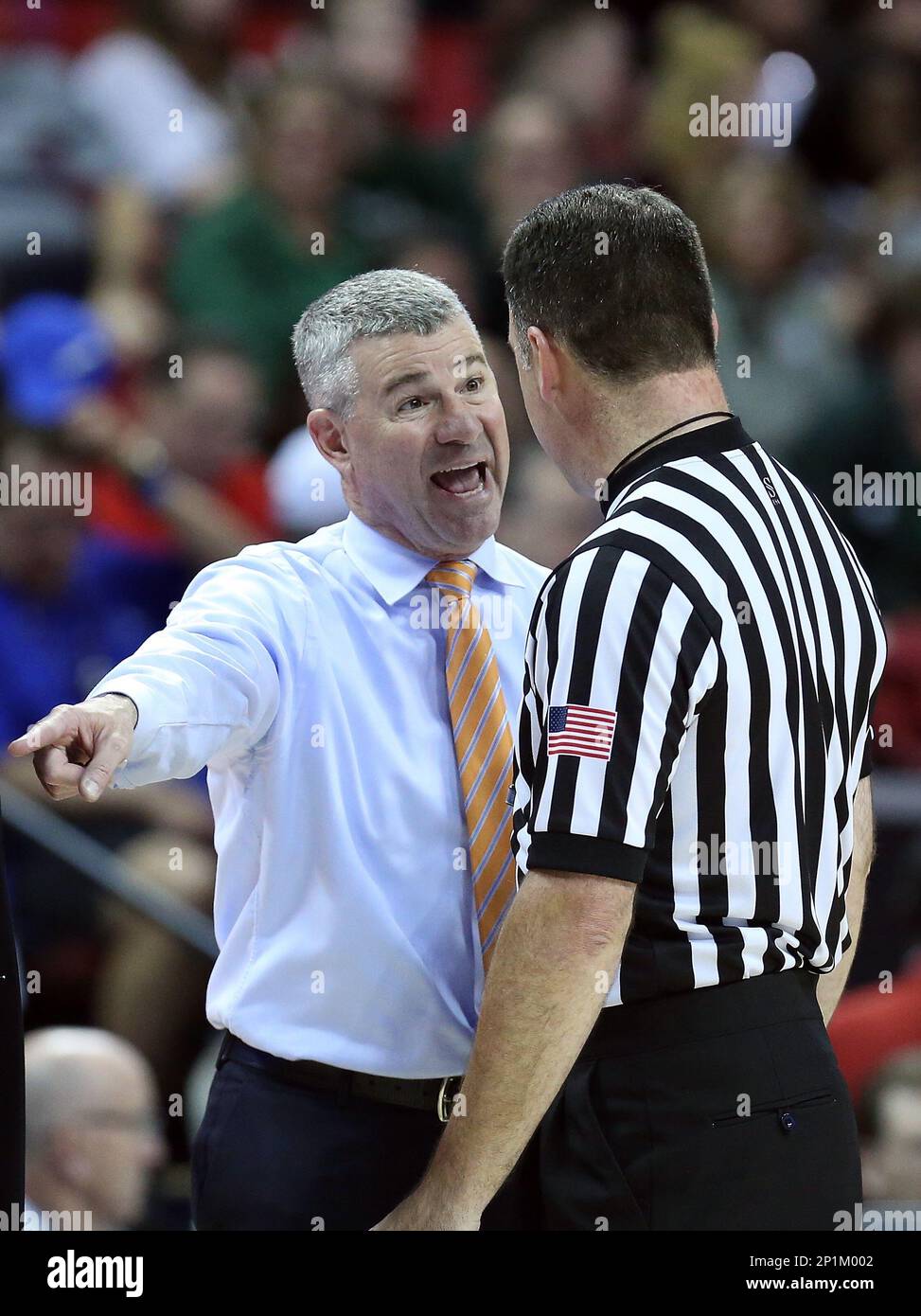 10 March 2016: Boise State Broncos head coach Leon Rice gestures at ...