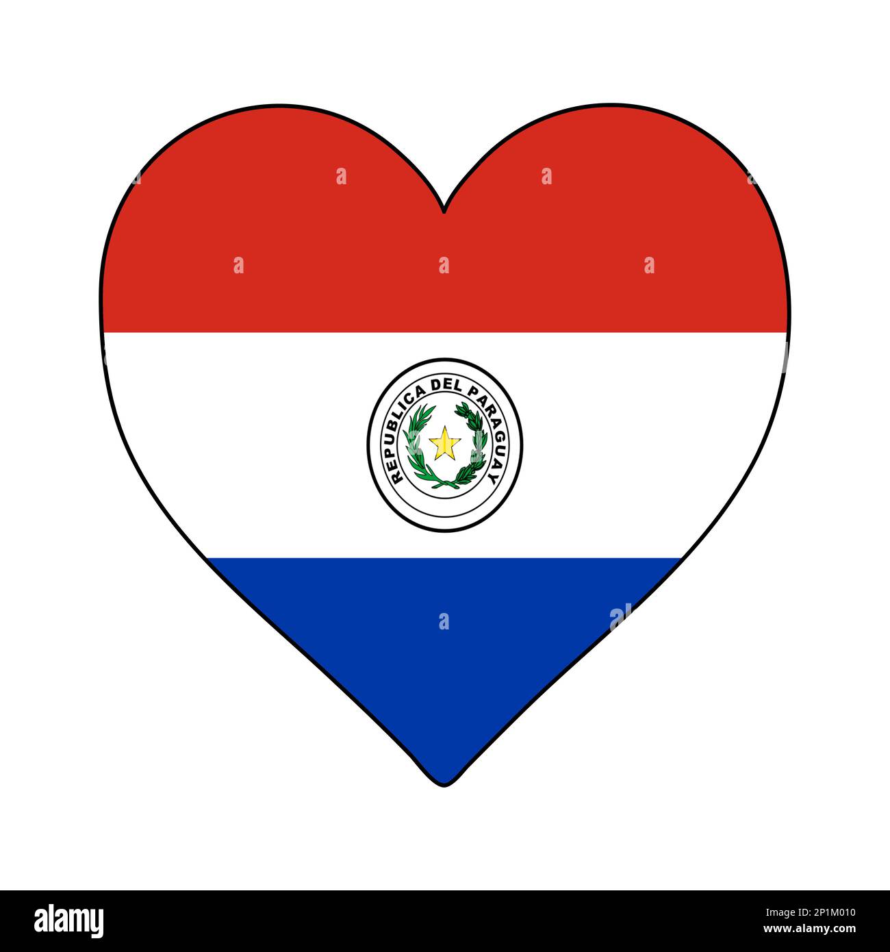 Paraguay Heart Shape Flag. Love Paraguay. Visit Paraguay. South America. Latin America. Vector ...