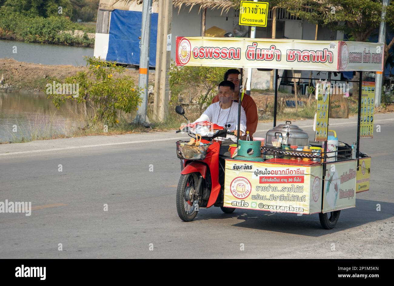 Samut Prakan Thailand Feb 01 2023 A Vendor Thai Food With Dumpling