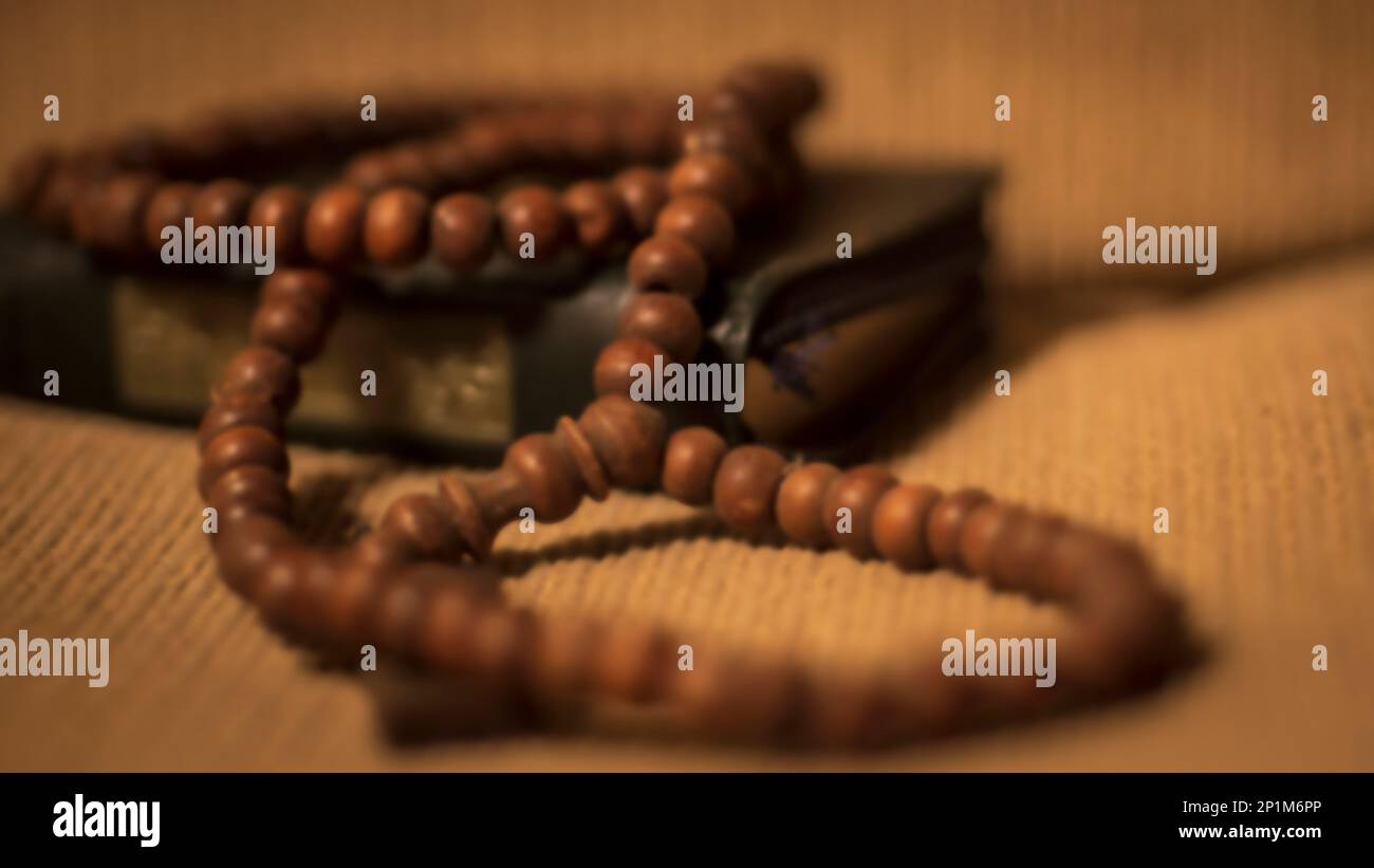 Islamic prayer beads or tasbih in an artistic. It is suitable for ...