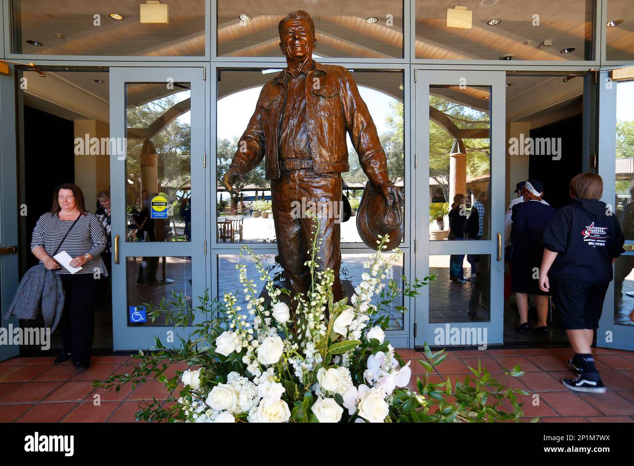 People enter the Ronald Reagan Presidential Library for a public ...