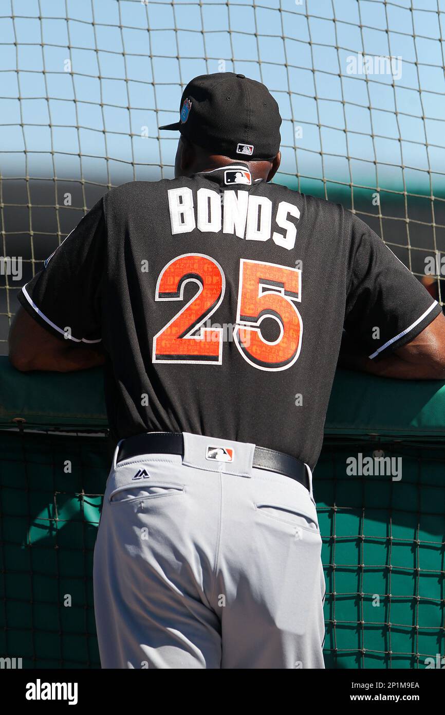 06 MAR 2016: Miami Marlins hitting coach Barry Bonds during the spring ...