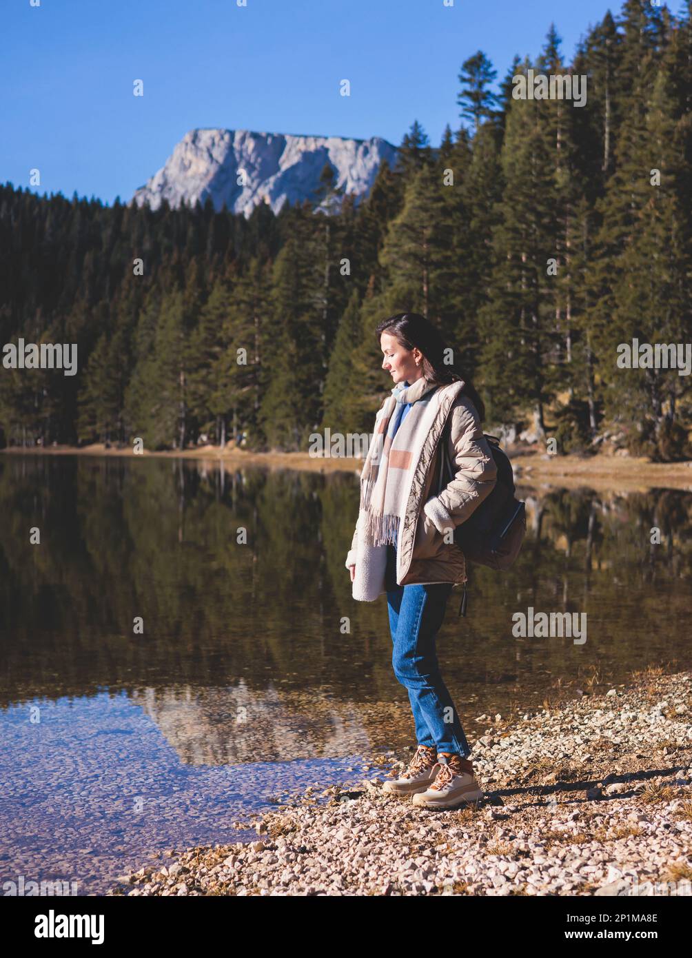 Beautiful view of Black lake, Crno Jezero in Durmitor National Park ...