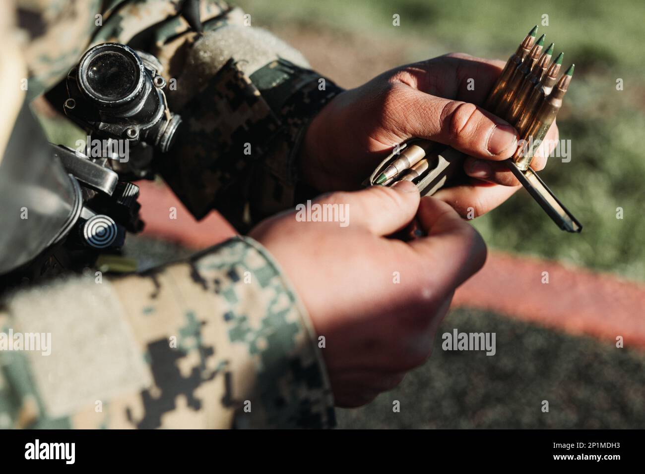 A U.S. Marine Corps recruit with Hotel Company, 2nd Recruit Training ...