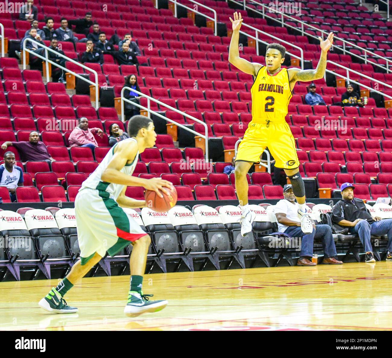 March 08, 2016: Grambling State Tigers guard Nigel Ribeiro (2) leaps to ...