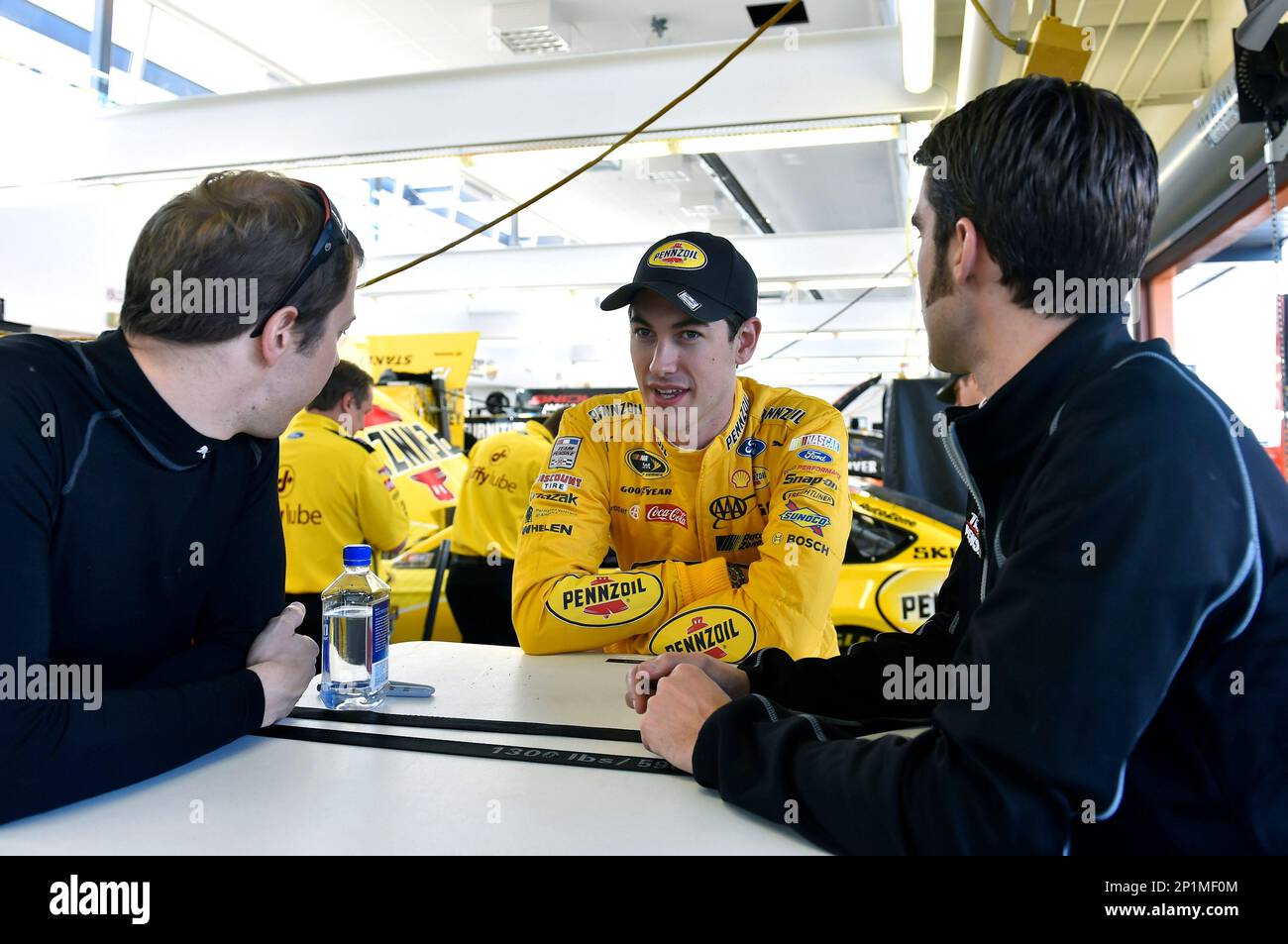 Brad Keselowski, Joey Logano and Travis Geisler during practice for the ...