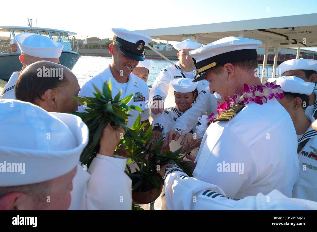 U.S. Navy personnel in charge of operating boat tours at the Pearl ...